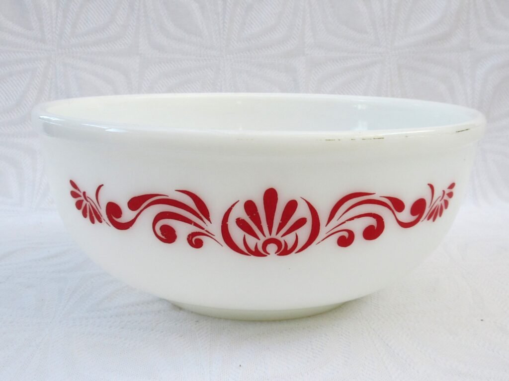 Vintage Pyrex JAJ Red Scroll Mixing Bowl Large