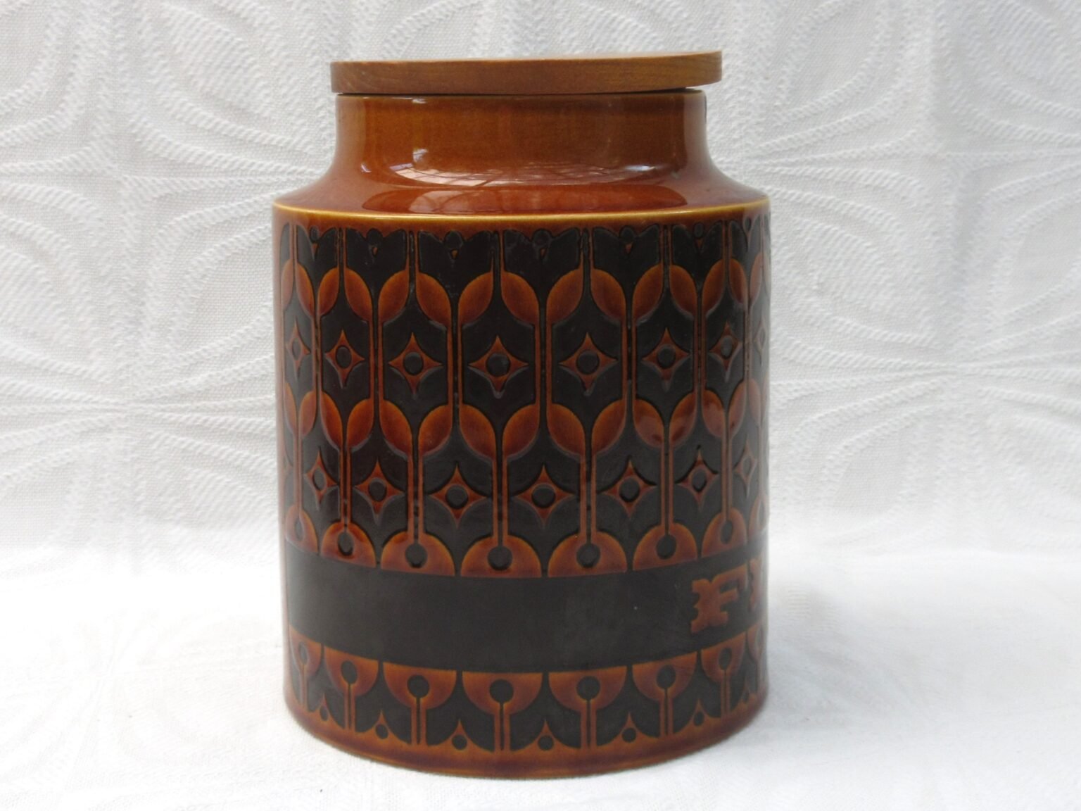 Vintage Hornsea Pottery Heirloom Flour Jar Brown Storage Container 1970s