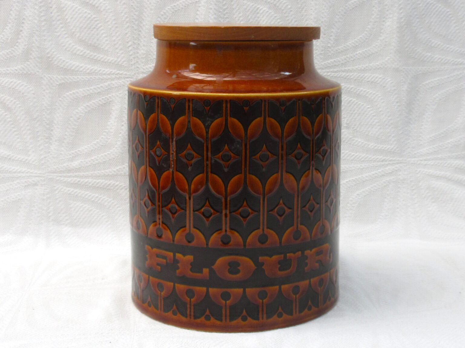 Vintage Hornsea Pottery Heirloom Flour Jar Brown Storage Container 1970s