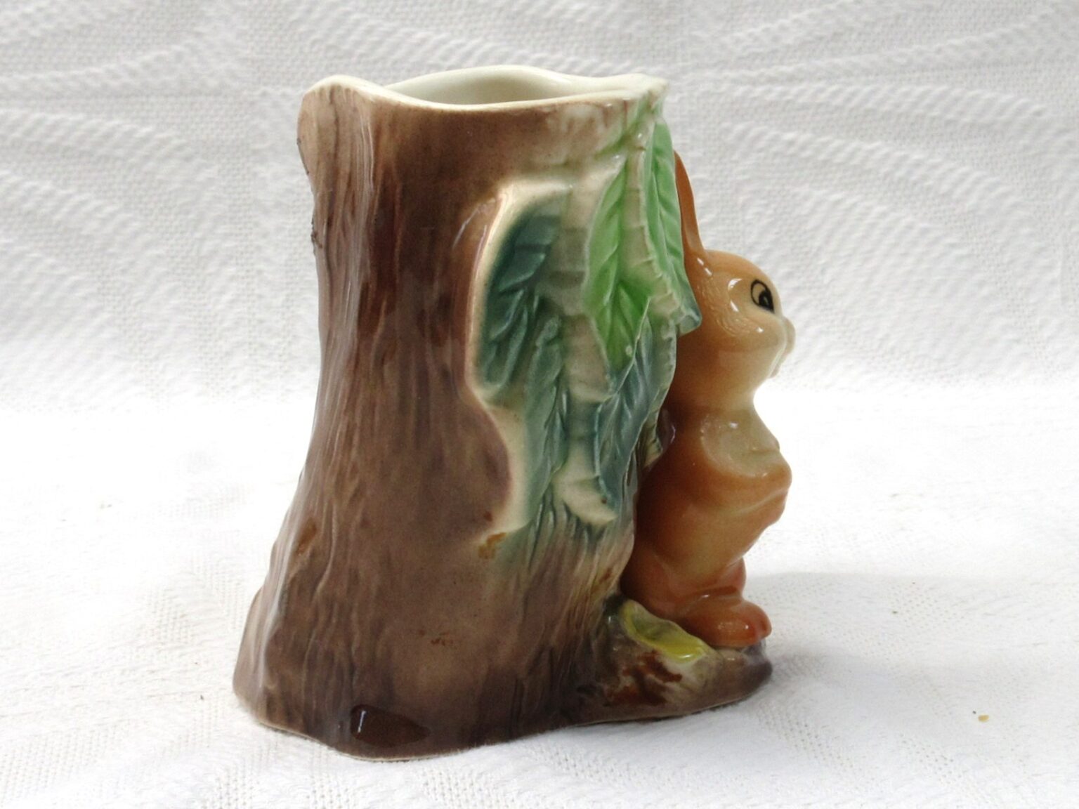 Vintage Hornsea Pottery Fauna Double Bud Vase 25 Mould Rabbit Tree 1960s