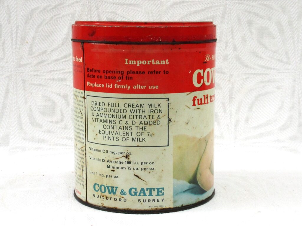 Vintage Cow and Gate Dried Milk Tin Babies Food Advertising 50s 60s