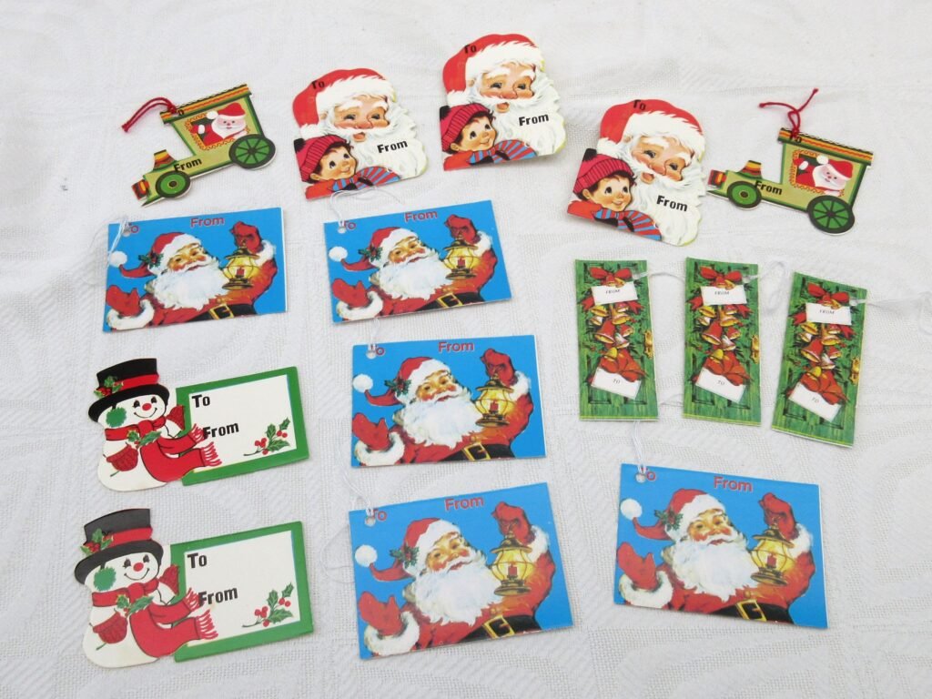 Vintage Christmas Decorations 15 Gift Tags Original Unused 70s 80s