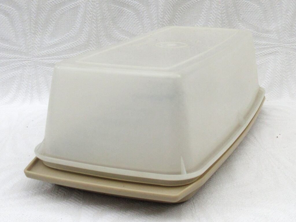 Vintage Tupperware Beige Rectangular Cheese Storage Container 70s 80s