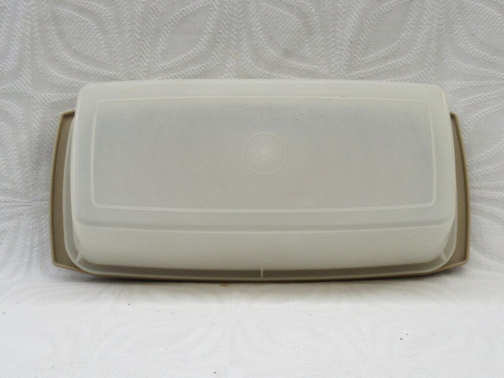 Vintage Tupperware Beige Rectangular Cheese Storage Container 70s 80s