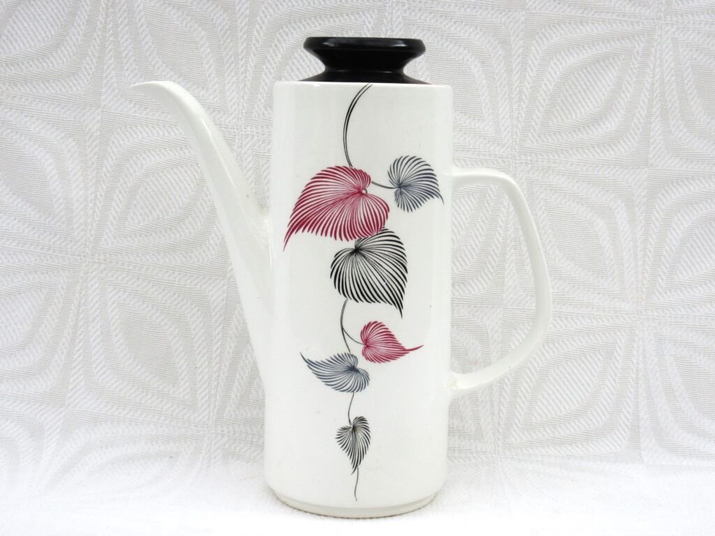 Vintage J&G Meakin Studio Monaco Coffee Pot 70s Pink Black