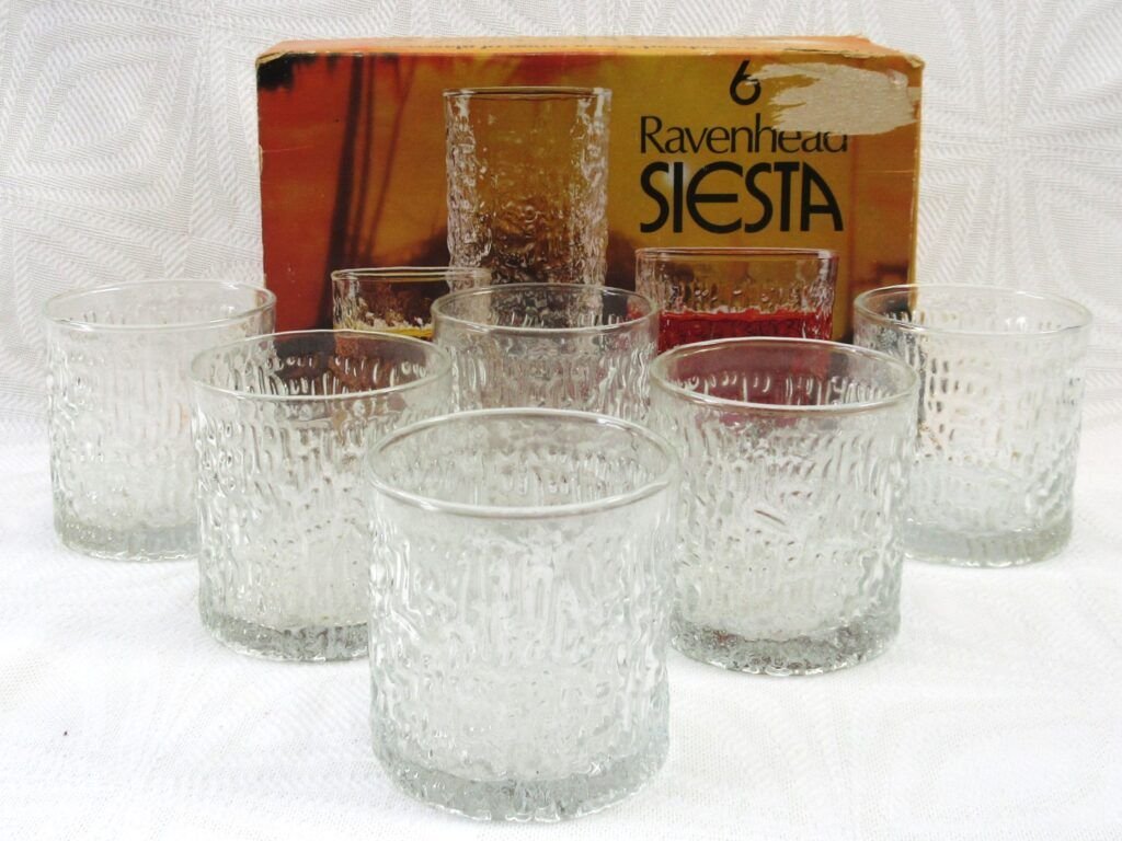 Vintage Ravenhead Siesta Whisky Glasses x6 Boxed 1970s