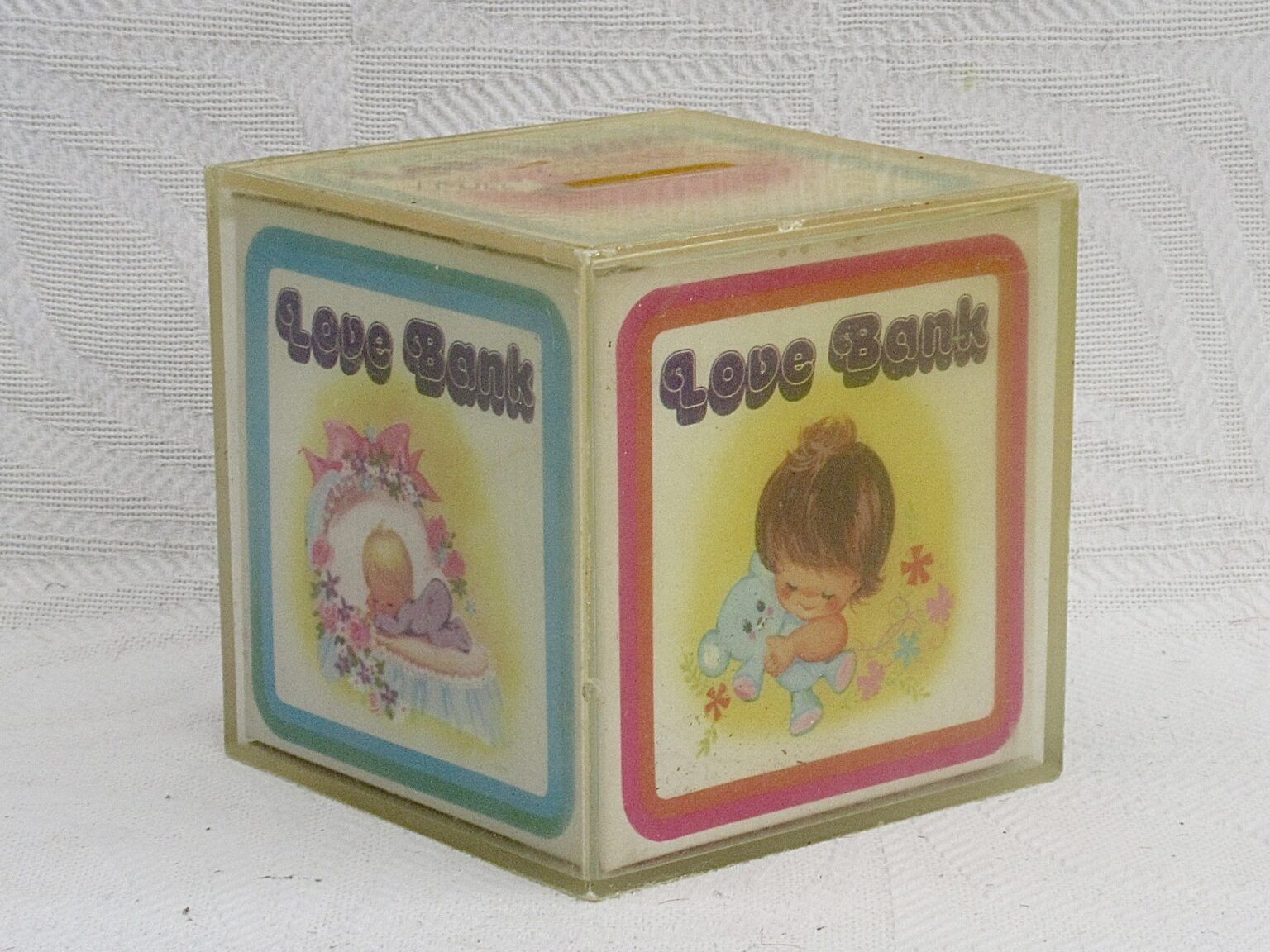 Vintage Photo Cube Money Box Love Bank 60s 70s