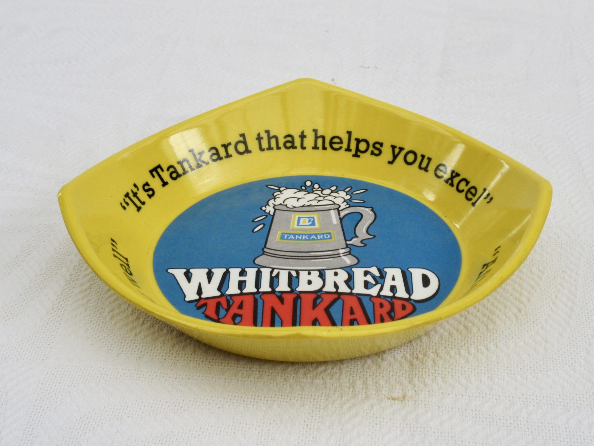 Vintage Whitbread Tankard Melamine Pub Ashtray Yellow 1970s