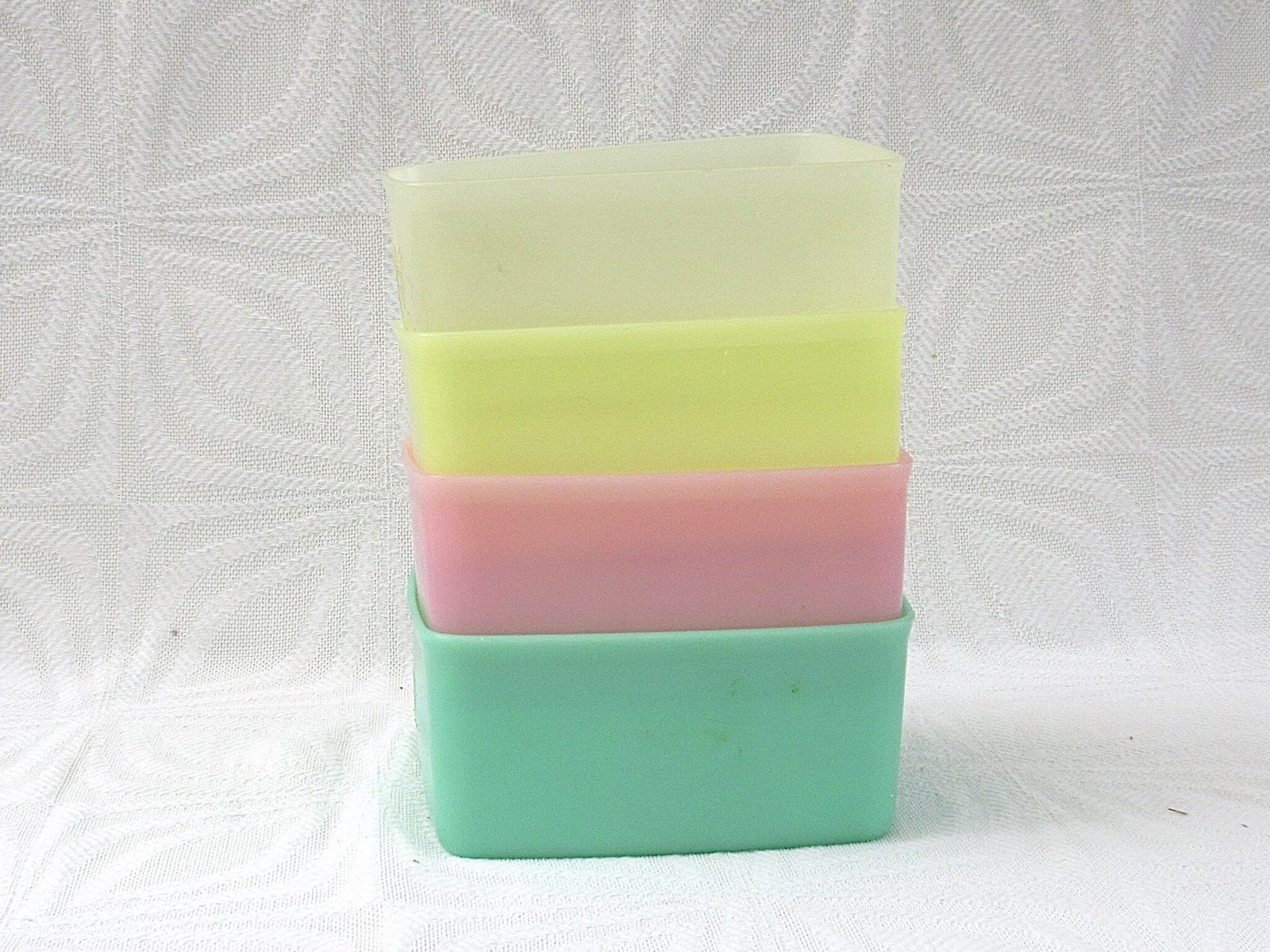 Vintage Tupperware Pastel Small Square Tubs x4 with Lids 1960s
